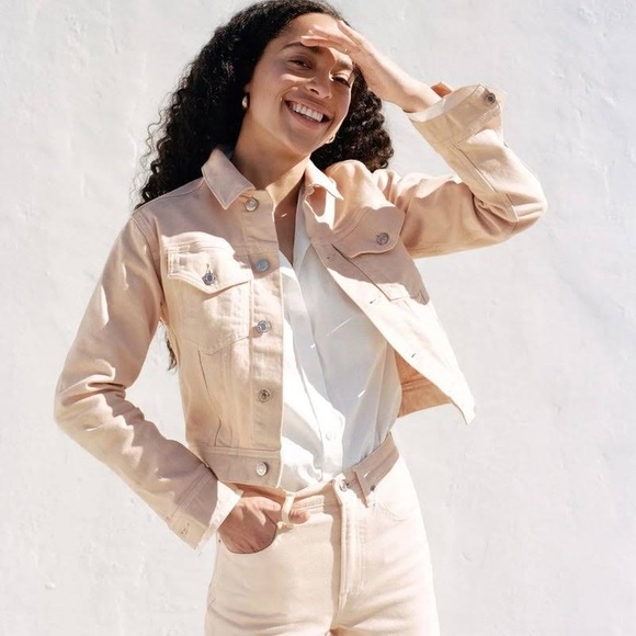 Everlane | Jackets & Coats | Everlane Cropped Denim Jacket In Cream ...